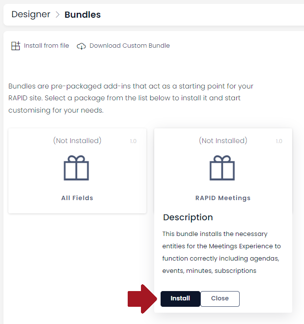 Bundle Installation | Rapid Platform Docs