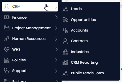 Menus | Rapid Platform Docs