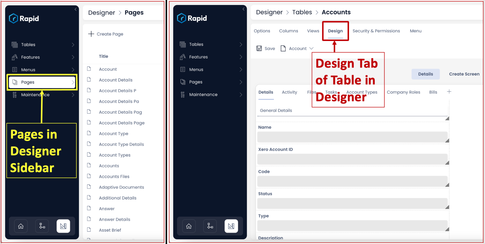 All about Pages in Designer | Rapid Platform Docs